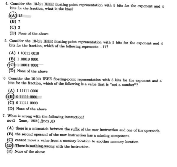 Solved 4. Consider the 10-bit IEEE floating-point | Chegg.com