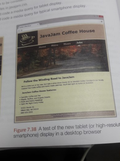 Solved to be consi es in javajam.css 1 code a media query | Chegg.com