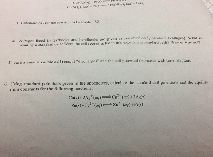 Solved Calculate Delta G for the reaction in Example 17.3. | Chegg.com