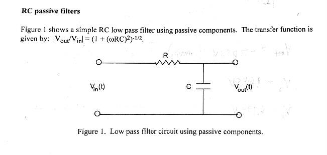 Solved RC passive filters Figure 1 shows a simple RC low | Chegg.com
