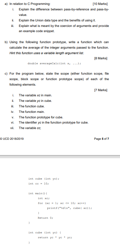 Solved a) In relation to C Programming: [10 Marks] i. | Chegg.com