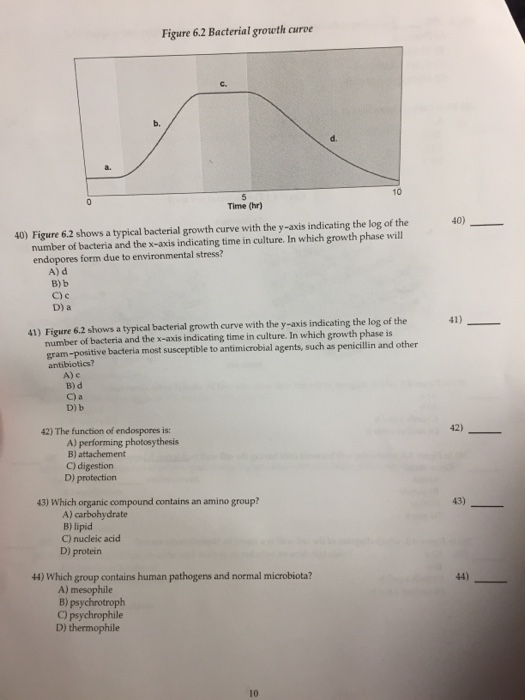 Solved Figure 6.2 Bacterial growth curve C. b. d. 10 Time | Chegg.com