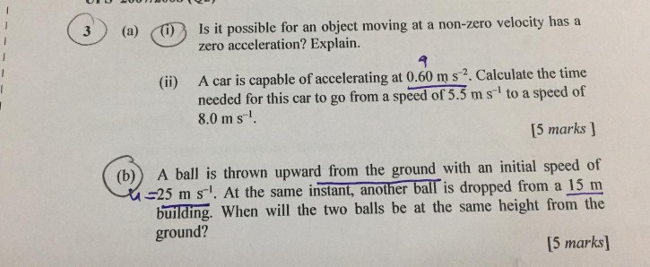 Solved Is it possible for an zero acceleration? Explain. | Chegg.com