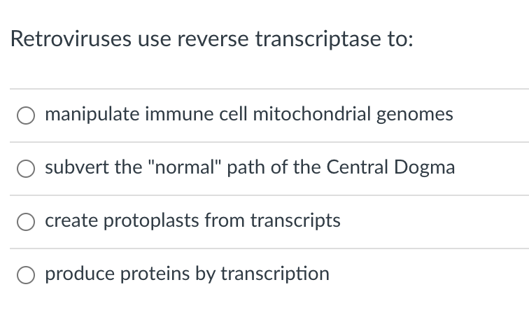 Solved Retroviruses use reverse transcriptase to: manipulate | Chegg.com