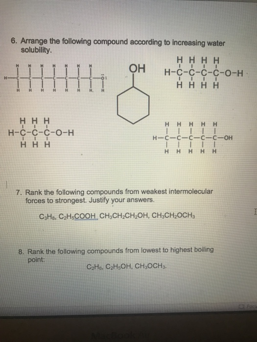 Solved 6. arrange the following compound according to | Chegg.com