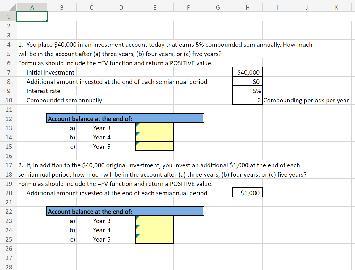 Solved 1. You place $40,000 in an investment account today | Chegg.com