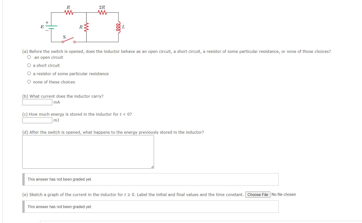 Solved (a) Before the switch is opened, does the inductor | Chegg.com