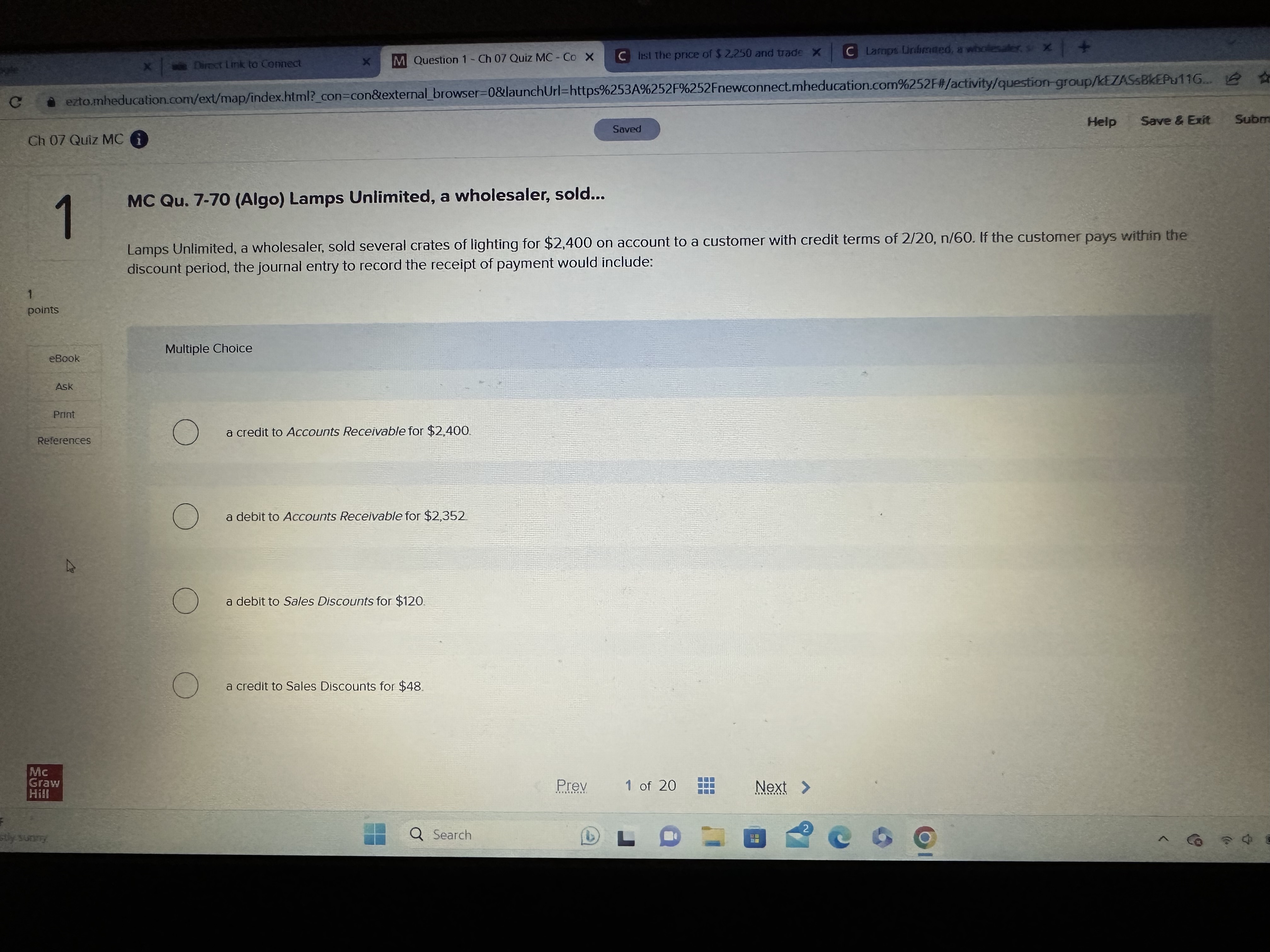 Solved MC Qu. 7-70 (Algo) Lamps Unlimited, a wholesaler, | Chegg.com