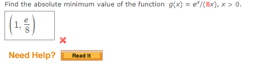 Solved Find The Absolute Minimum Value Of The Function