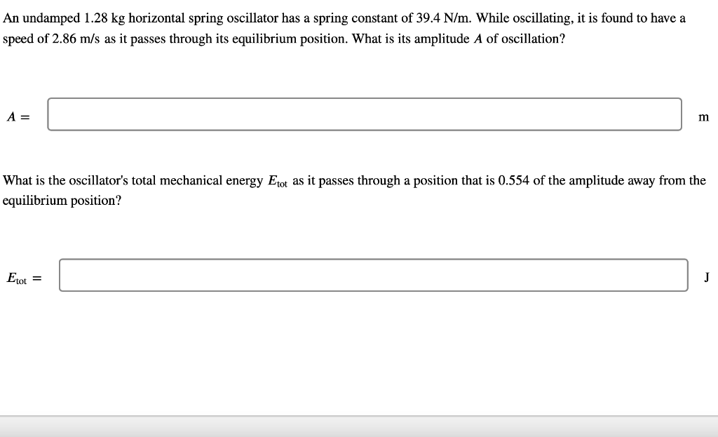 Solved An undamped 1.28 kg horizontal spring oscillator has | Chegg.com