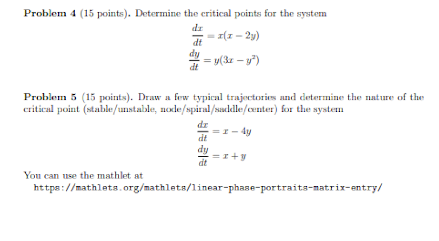 Solved dr Problem 4 (15 points). Determine the critical | Chegg.com