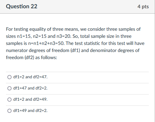 Solved For testing equality of three means, we consider | Chegg.com