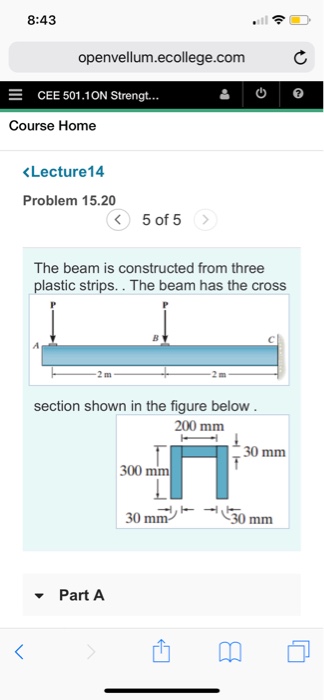 Solved 8:43 openvellum.ecollege.com CEE 501.1 ON Strengt | Chegg.com