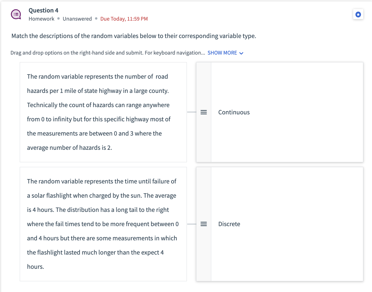 Solved = Homework - Unanswered ⋅ Due Today, 11:59 PM Match | Chegg.com