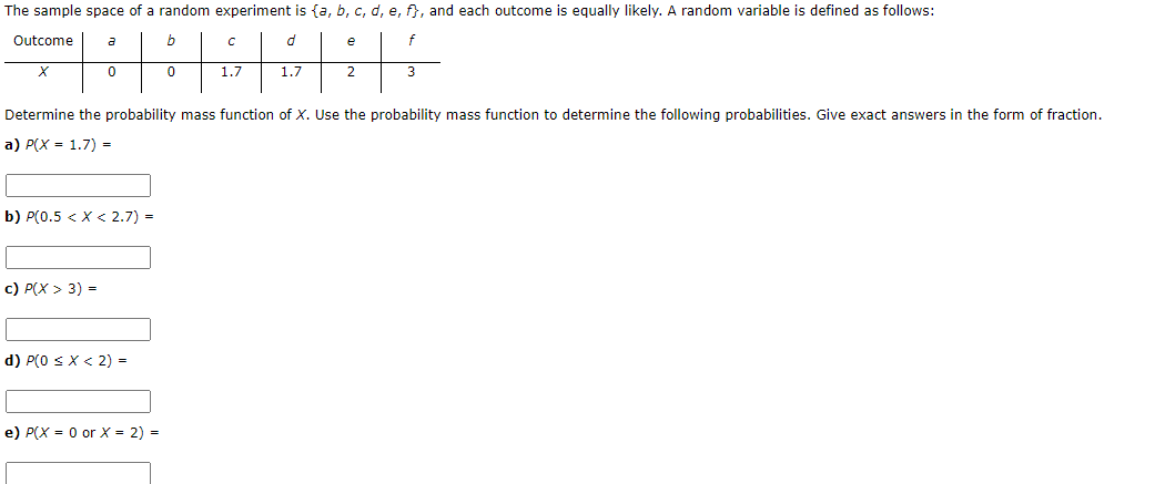 Solved The sample space of a random experiment is (a, b, c, | Chegg.com
