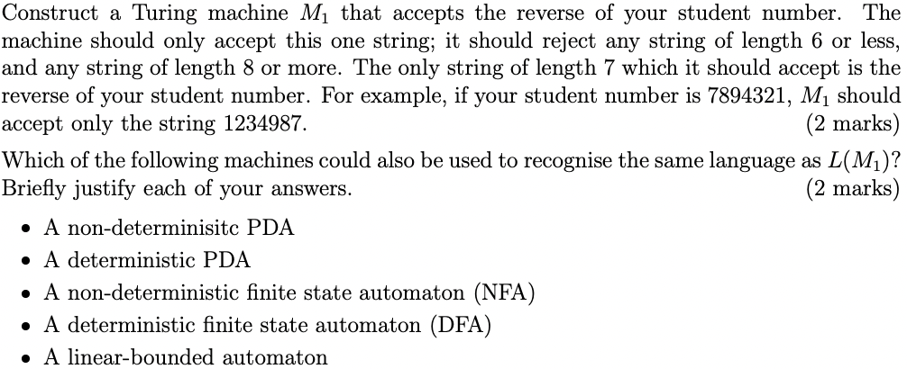Solved Construct a Turing machine M1 that accepts the | Chegg.com