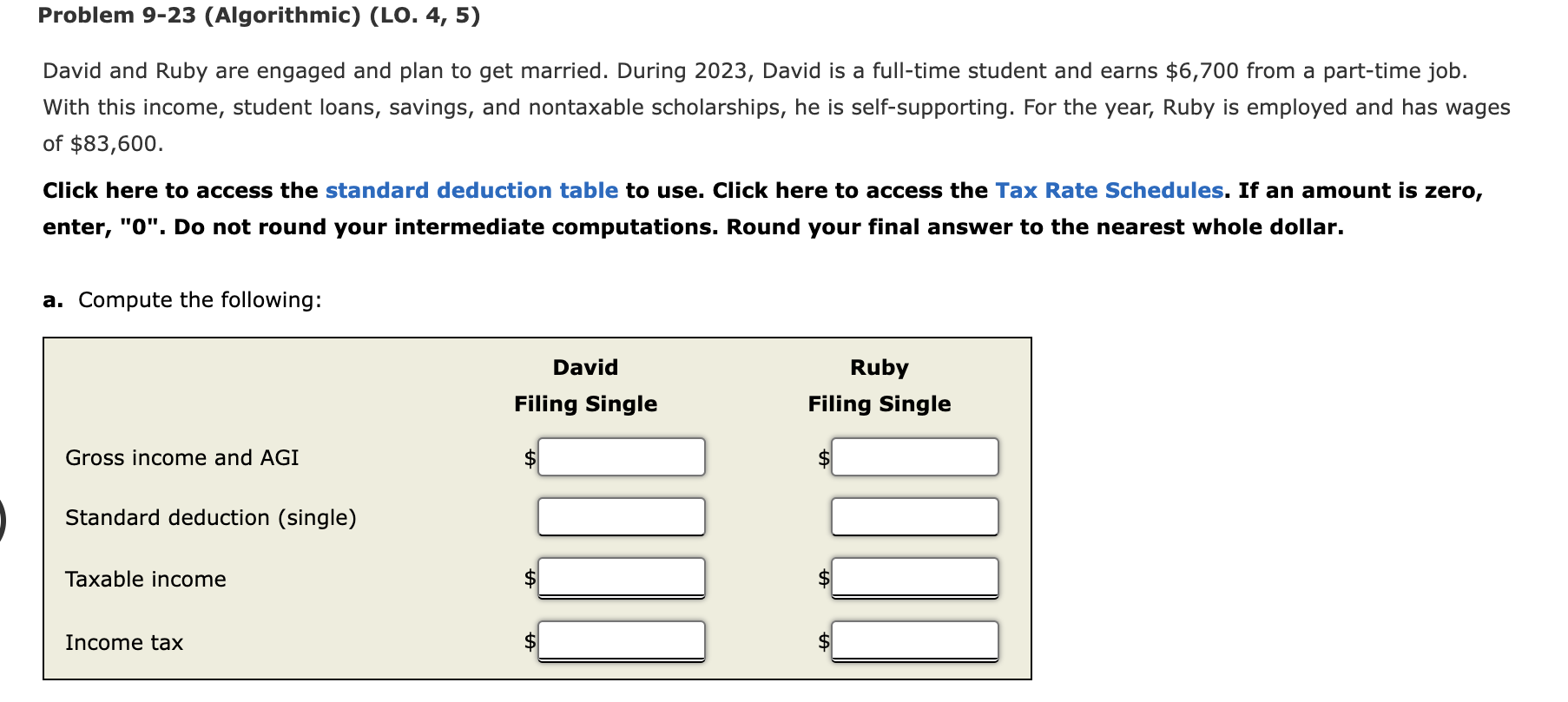 Solved Problem 9-23 (Algorithmic) (LO. 4, 5) David and Ruby | Chegg.com
