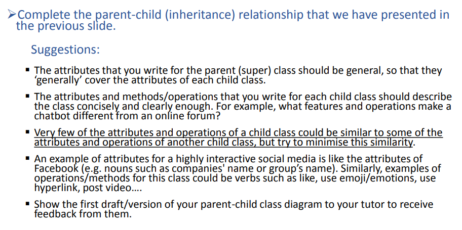Complete the parent-child (inheritance) relationship | Chegg.com