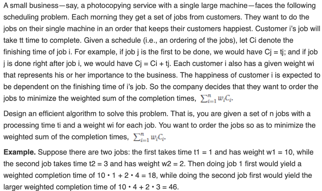 Solved 1. (25) [Minimizing weighted sum of job completion | Chegg.com