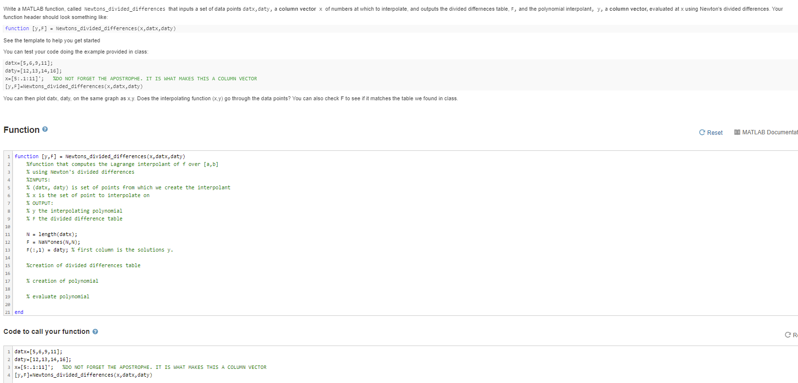 Solved Newton's divided differences O solutions submitted | Chegg.com