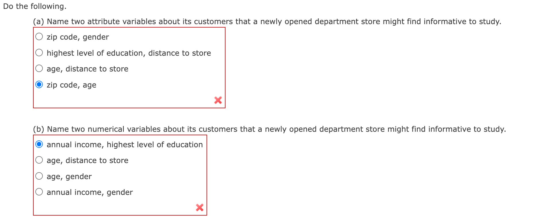 Solved Do the following.(a) ﻿Name two attribute variables | Chegg.com