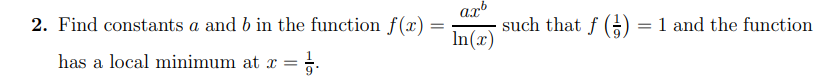 Solved 2. Find constants a and b in the function | Chegg.com