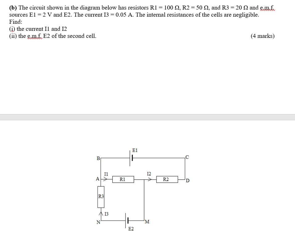 [Solved]: (b) The circuit shown in the diagram below has r