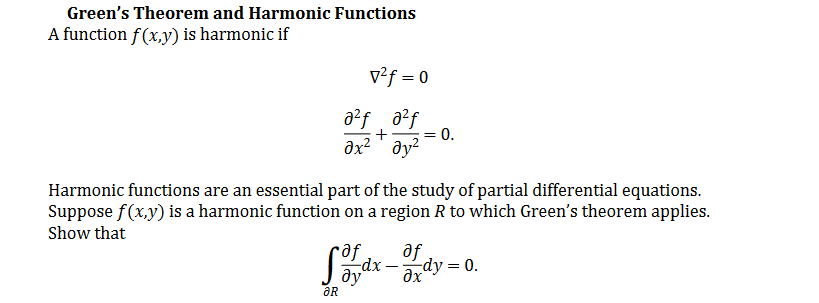 Solved Green's Theorem and Harmonic Functions A function | Chegg.com