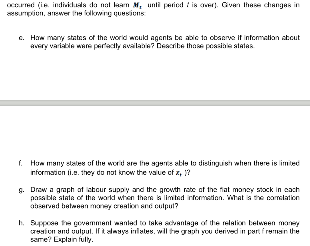 Consider the following version of the Lucas model. | Chegg.com