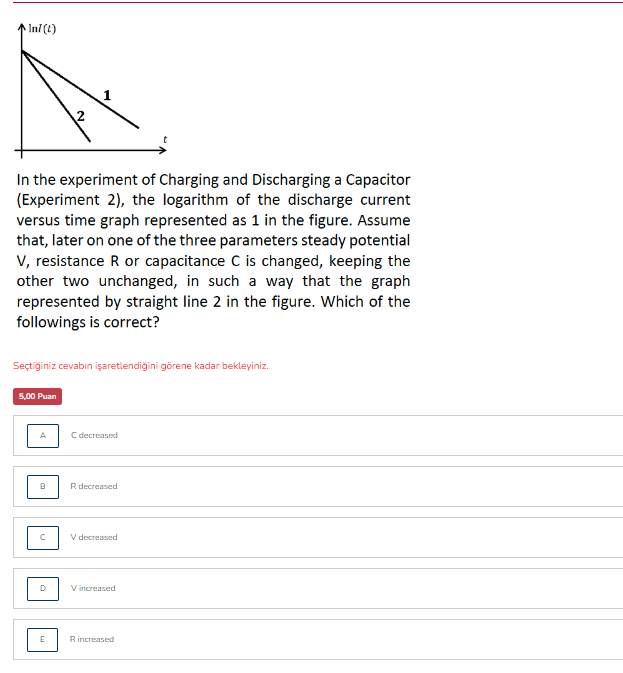 Solved In The Experiment Of Charging And Discharging A