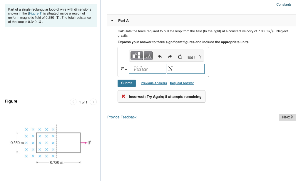 Solved Constants Part of a single rectangular loop of wire | Chegg.com