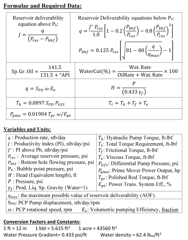 Solved Formulae and Required Data:The PCP pump model 42 K | Chegg.com