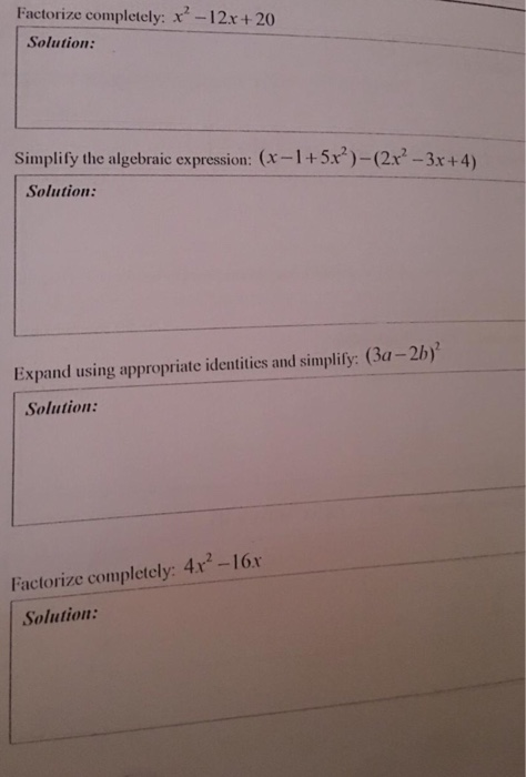 Solved Factorize completely: x -12x+20 Solution: Simplify | Chegg.com