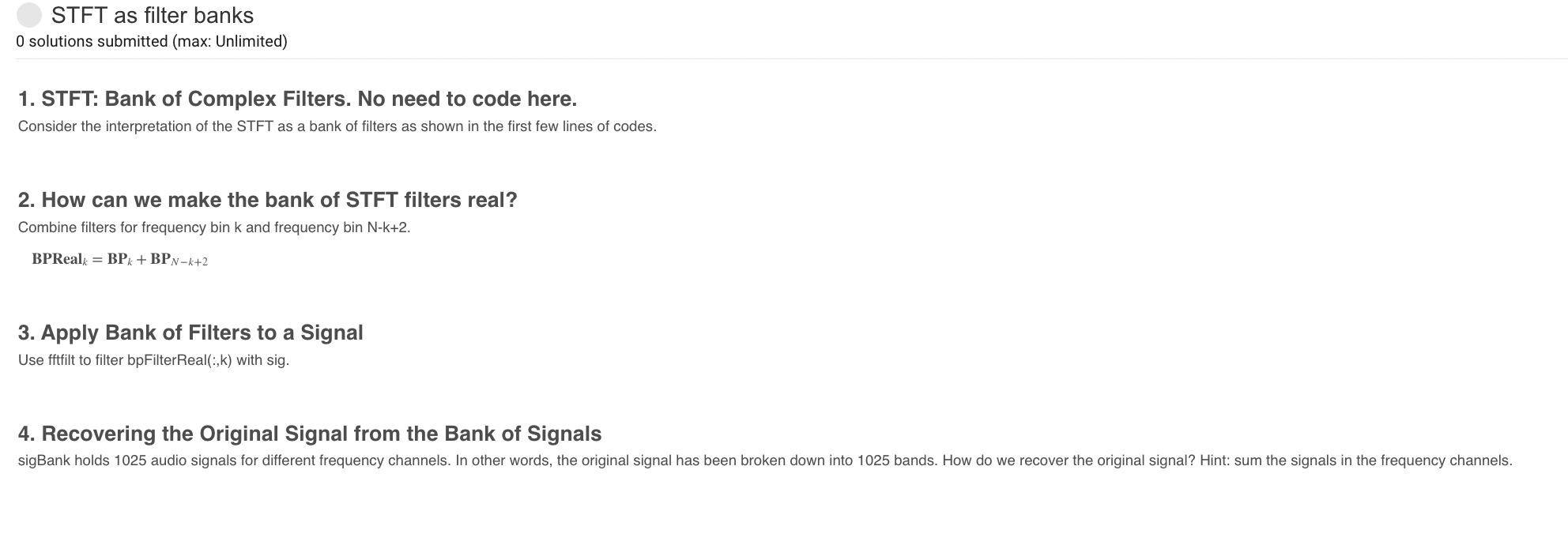 Solved % 1. STFT: Bank of Complex Filters WLen =256; | Chegg.com