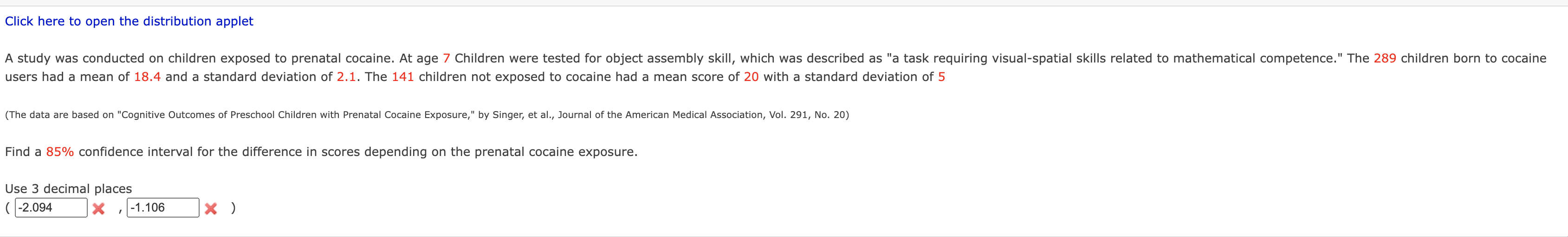 Solved Click here to open the distribution applet A study | Chegg.com