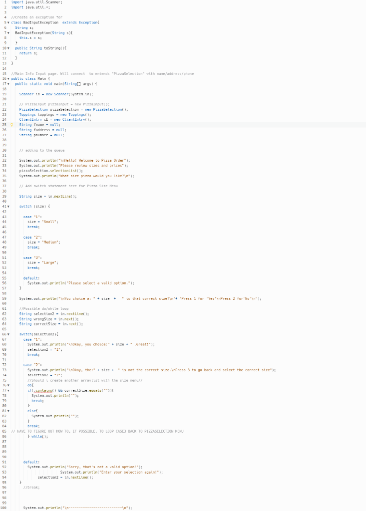 Solved Hello I am building a small pizza app for class, and | Chegg.com