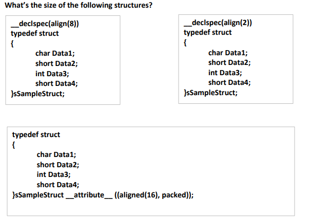typedef struct char Data1; short Data2; int Data3; | Chegg.com