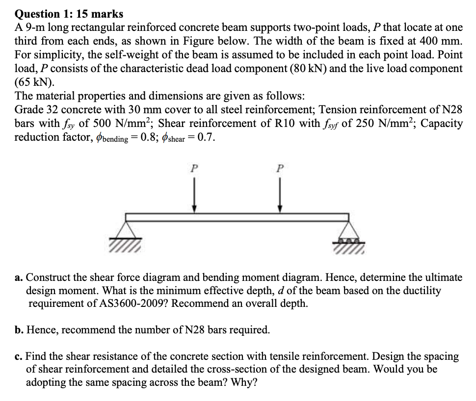 Solved Question 1: 15 marks A 9-m long rectangular | Chegg.com