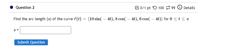 Solved Find the arc length (s) of the curve | Chegg.com