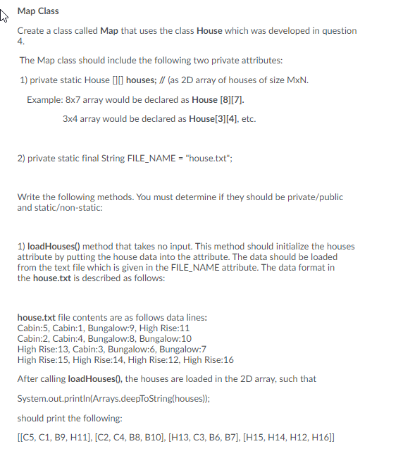 Solved Map Class Create a class called Map that uses the | Chegg.com