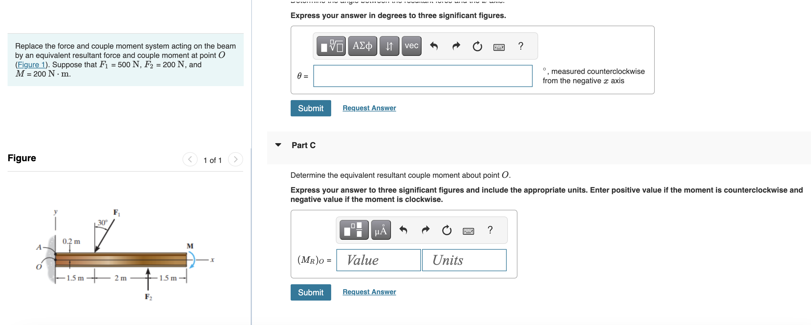 Solved Replace the force and couple moment system acting on | Chegg.com