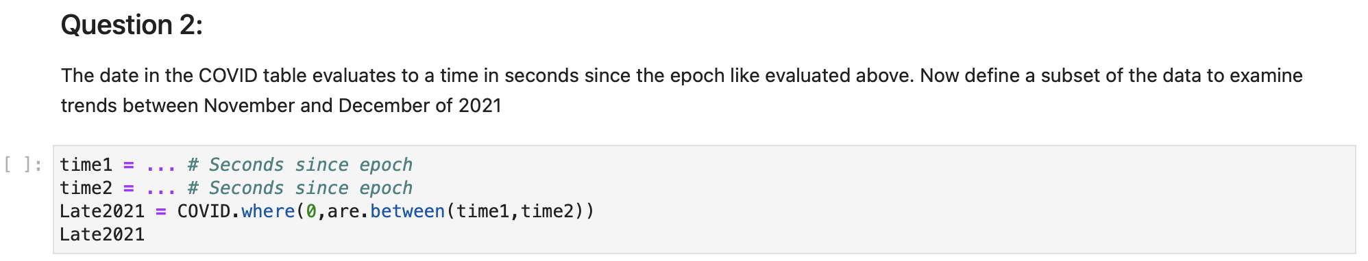 Solved trends between November and December of 2021 time1 =… | Chegg.com