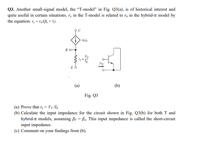 Solved Q3. Another small-signal model, the “T-model” in Fig. | Chegg.com