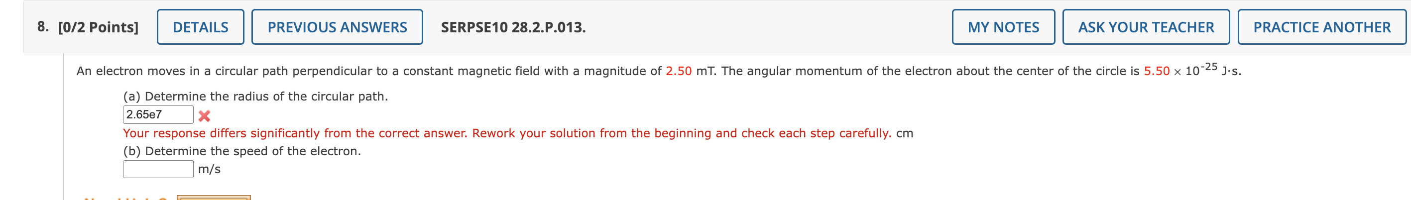 Solved (a) Determine the radius of the circular path. Your | Chegg.com