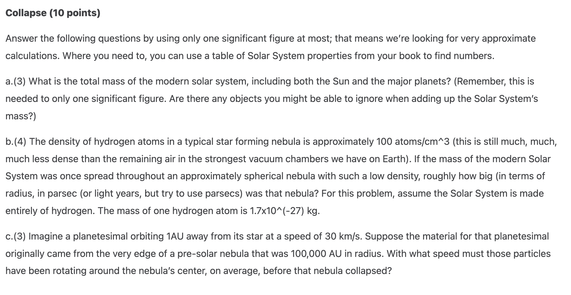 Solved Collapse (10 ﻿points)Answer the following questions | Chegg.com