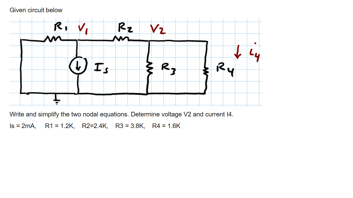 Solved Given circuit below RI V R2 V2 3 R Write and simplify | Chegg.com