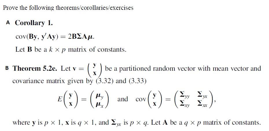 Prove the following theorems/corollaries/exercises A | Chegg.com