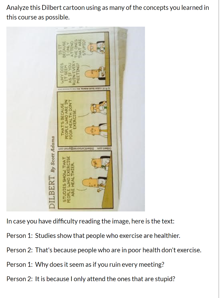 Solved Analyze this Dilbert cartoon using as many of the | Chegg.com