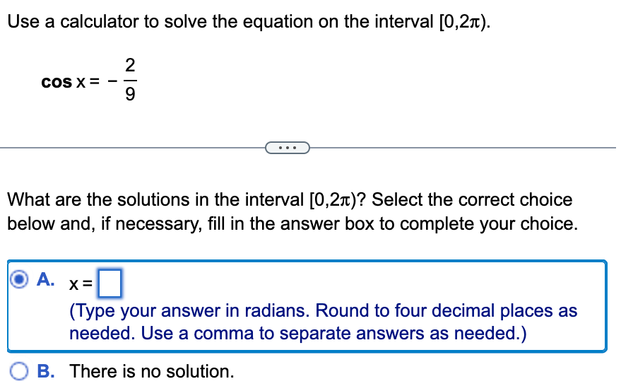 Solved Use a calculator to solve the equation on the | Chegg.com