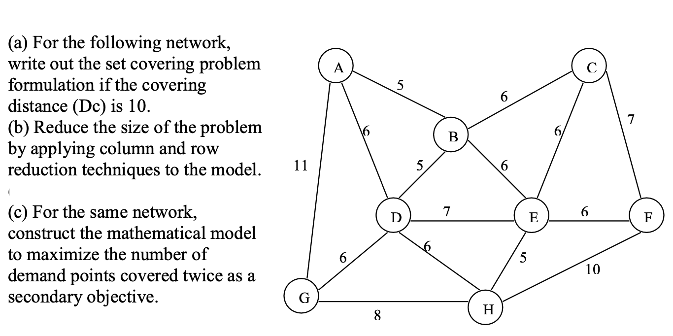 A For The Following Network Write Out The Set